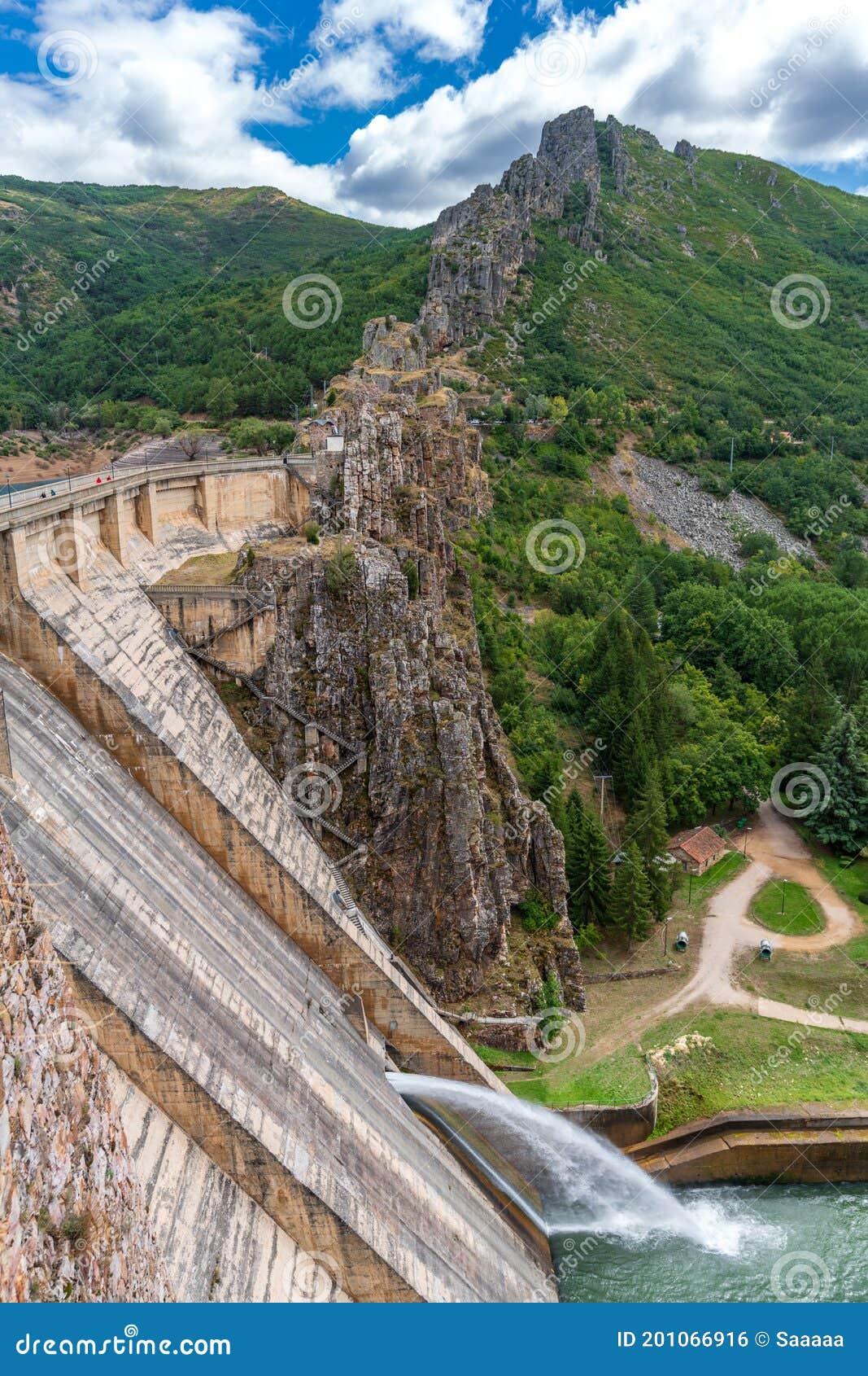 Vertical Composition of Dam Spillway with Zigzag Steps Stock Photo ...