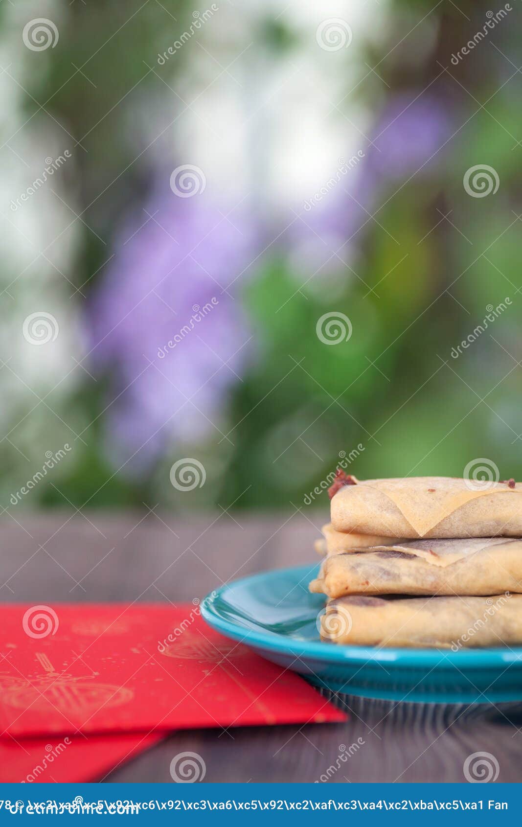 The Vertical Composition Leaves Blank the Fried Spring Rolls and Red ...