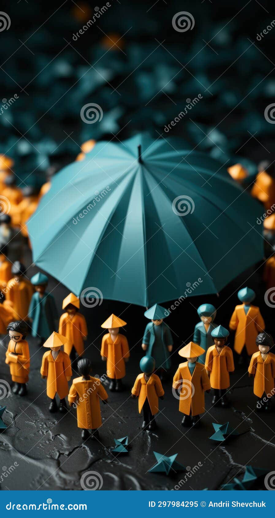 Vertical Conceptual Image of a Group of People Under an Umbrella Stock ...