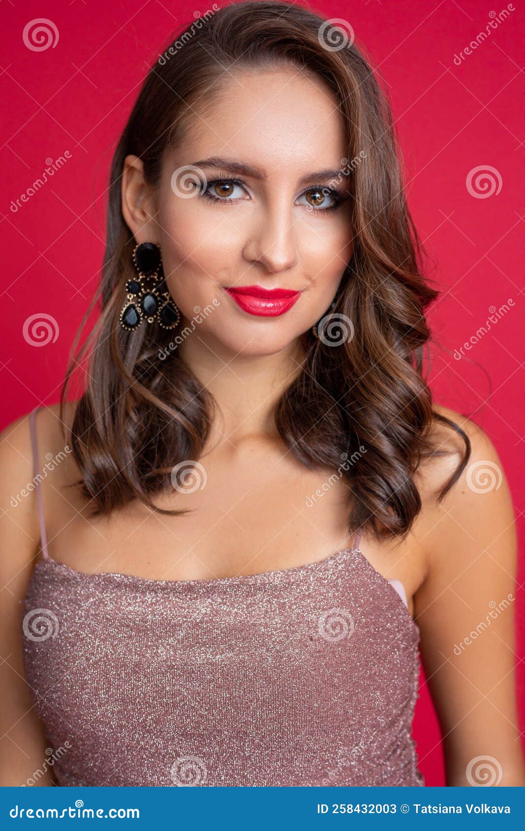 Vertical Confident, Charming, Posh, Elegant Woman with Red Lipstick ...