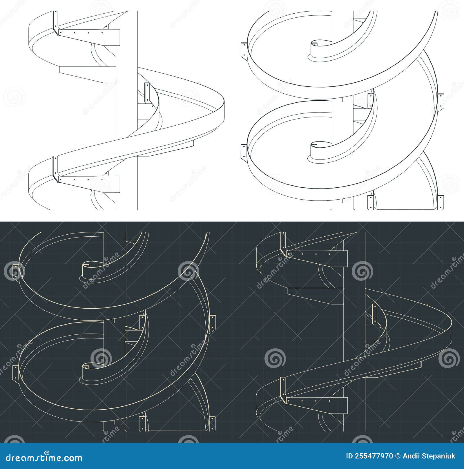 Vertical Conveyor Isometric Drawings Vector Illustration ...