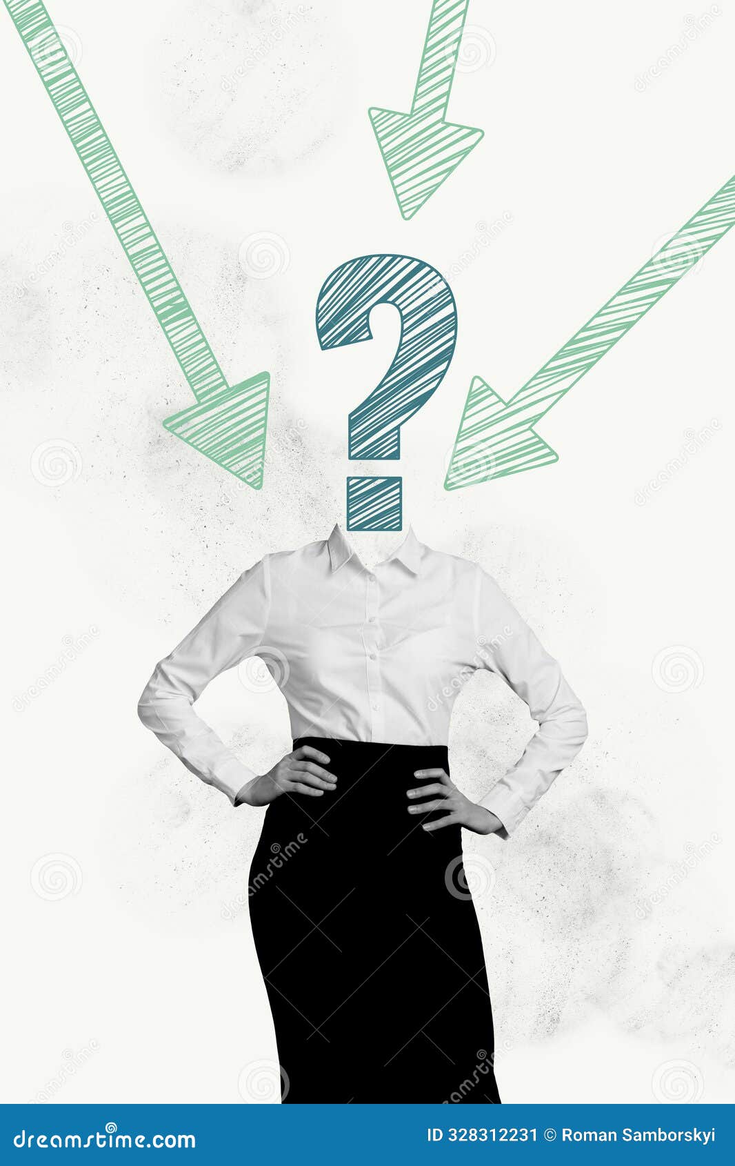 Vertical Creative Abstract Template Graphics Collage Image of Doubtful ...