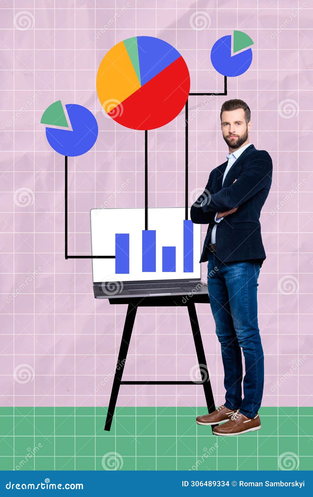 Vertical Creative Collage Image of Data Science Crossed Hands ...