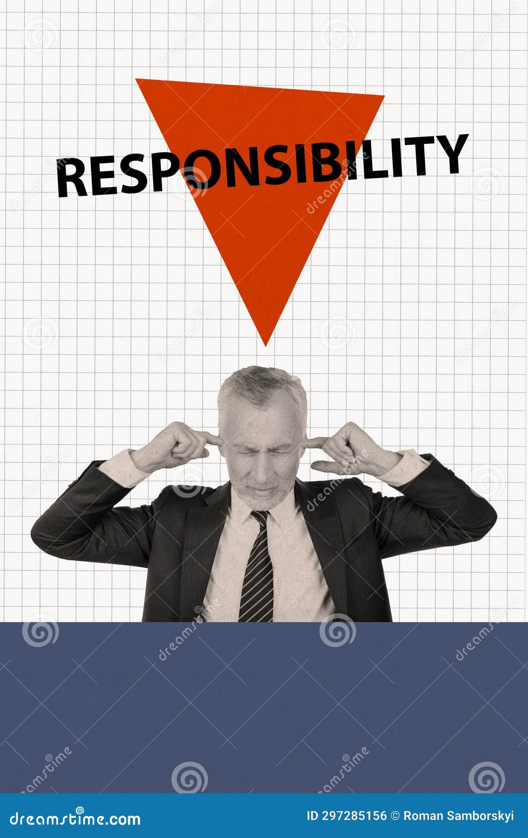 Vertical Creative Collage Image of Pensioner Close Ears Avoid ...