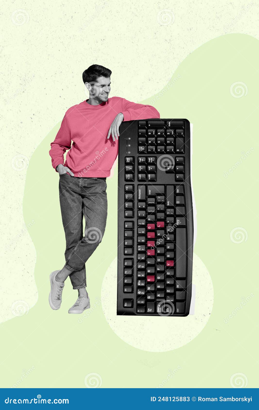 Vertical Creative Collage Image of Positive Person Lean Look Huge ...