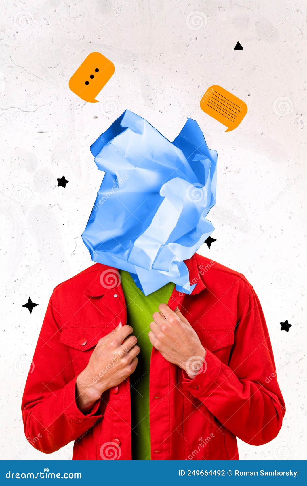Vertical Creative Collage Picture of Person Mess instead Head Thinking ...