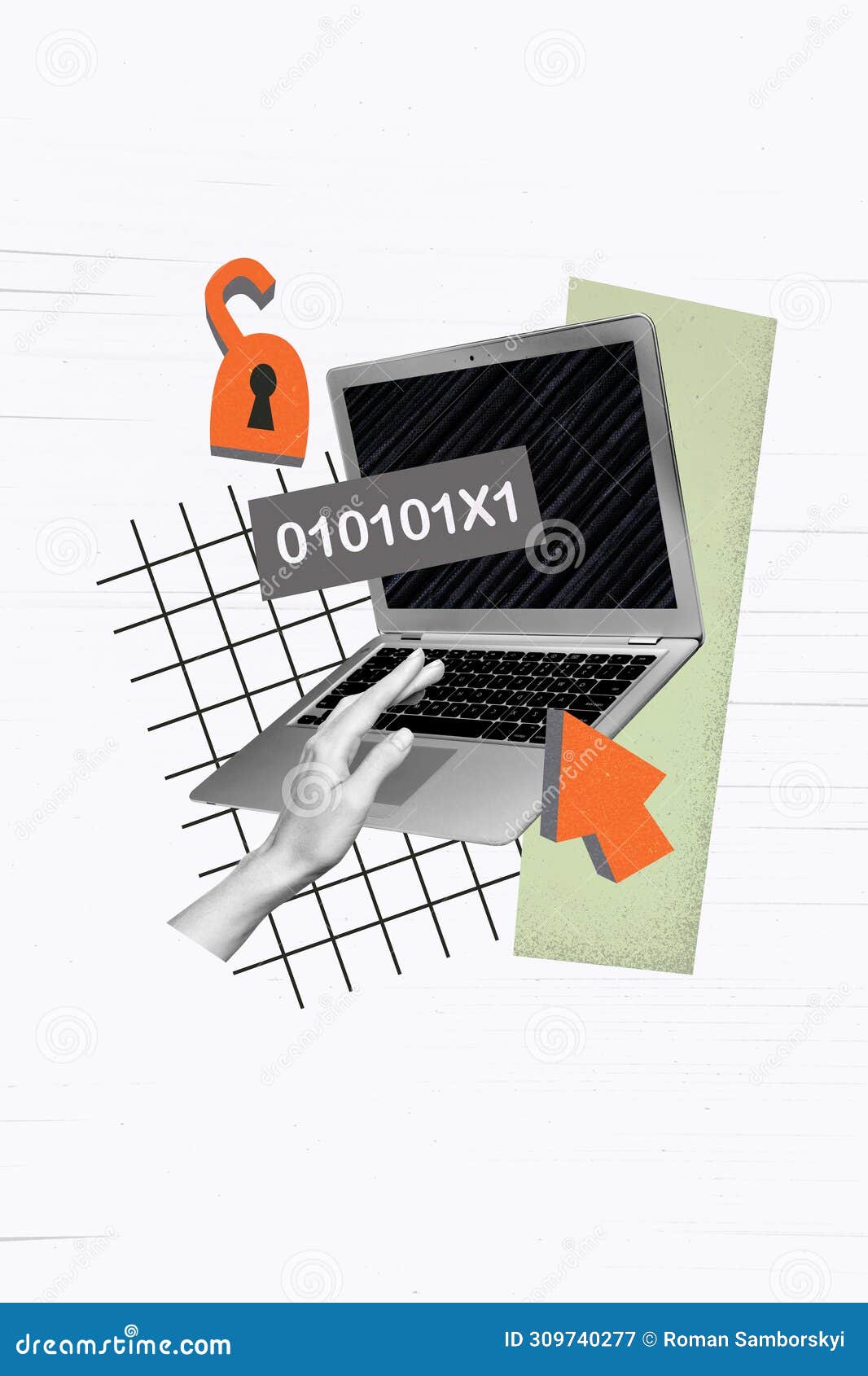 Vertical Creative Collage Poster Laptop Password Verification Human ...