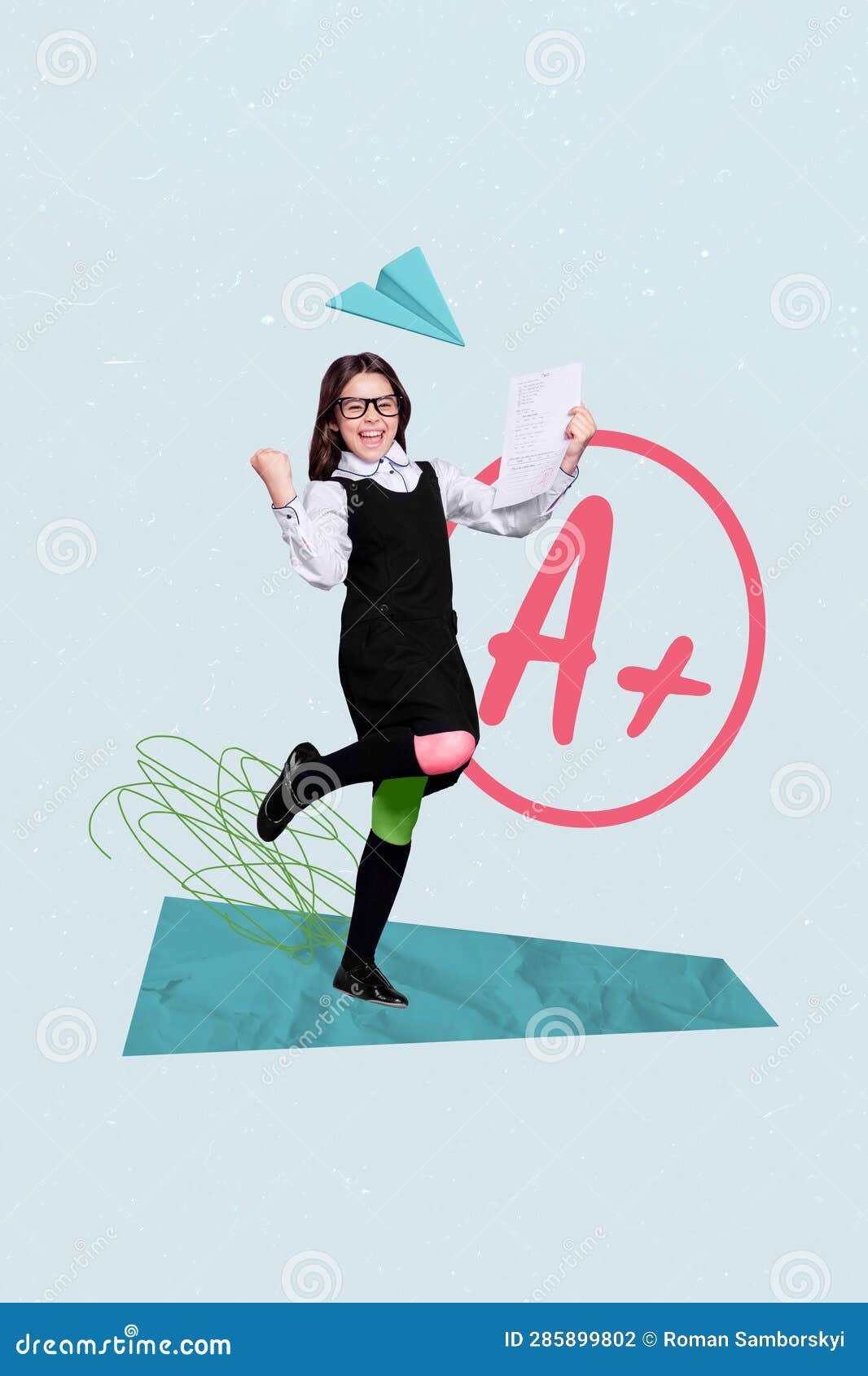 Vertical Creative Composite Abstract Photo Collage of Satisfied ...