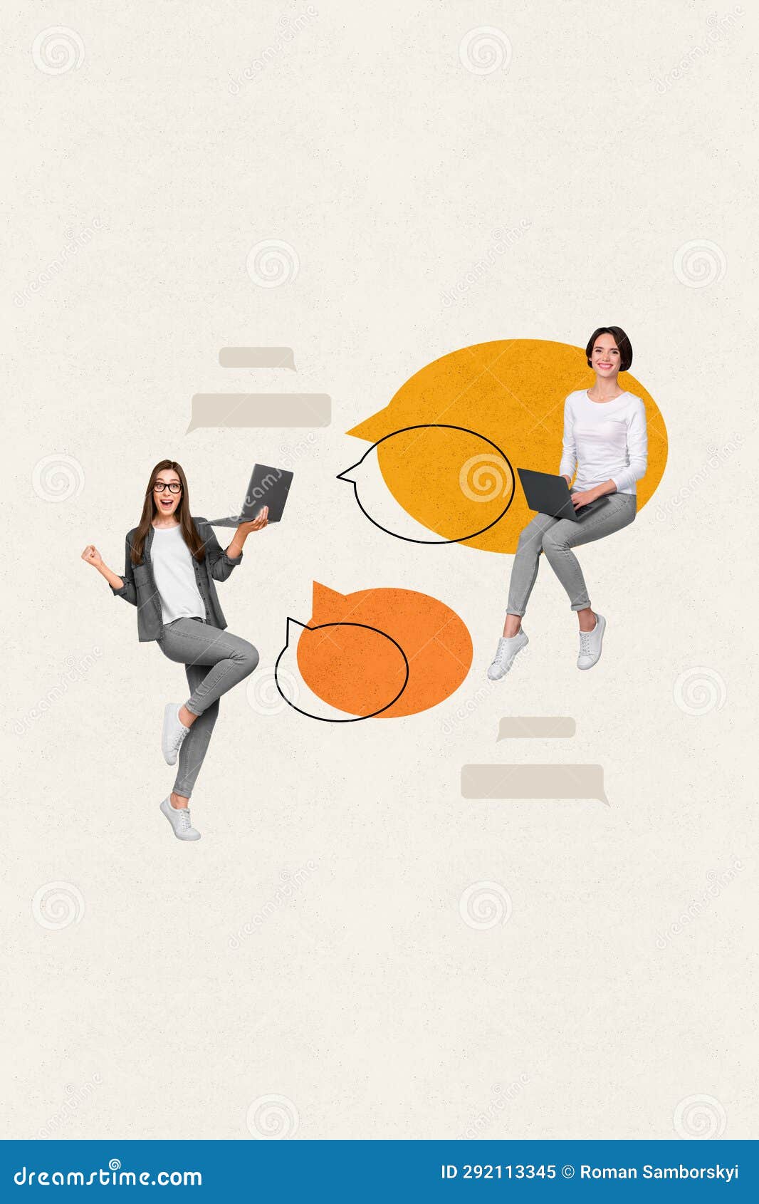 Vertical Creative Composite Illustration Photo Collage of Happy ...
