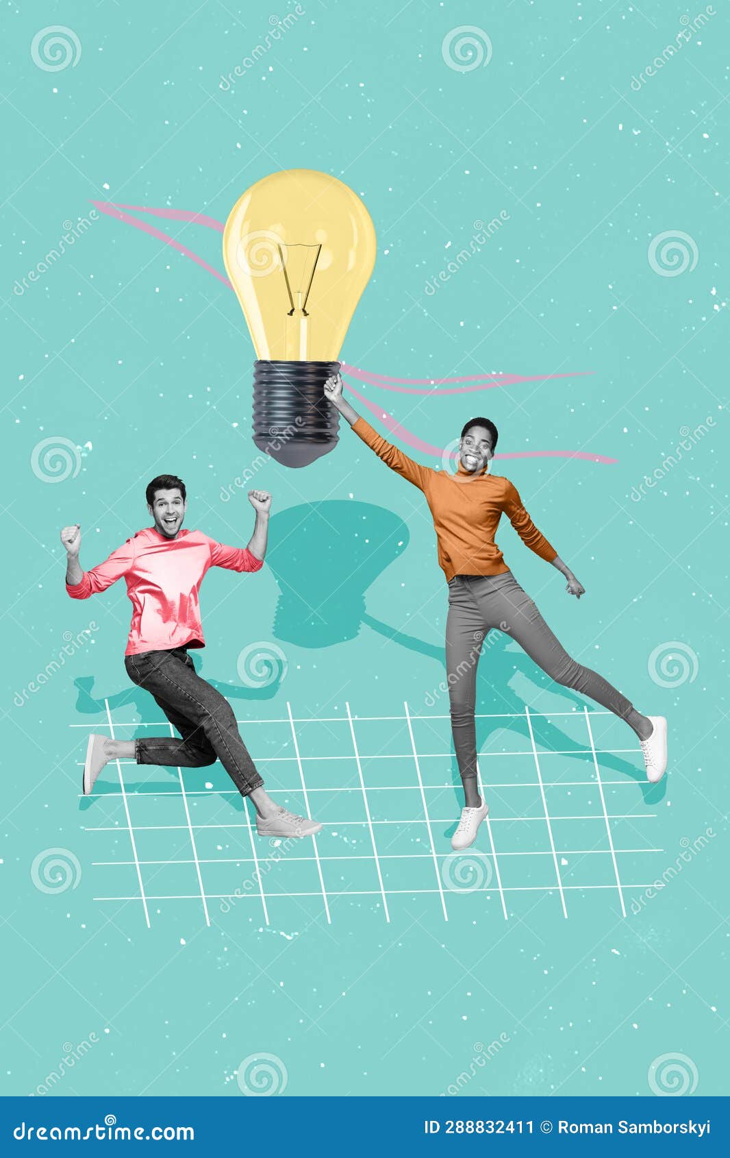 Vertical Creative Composite Photo Collage of Ecstatic People Happy To ...