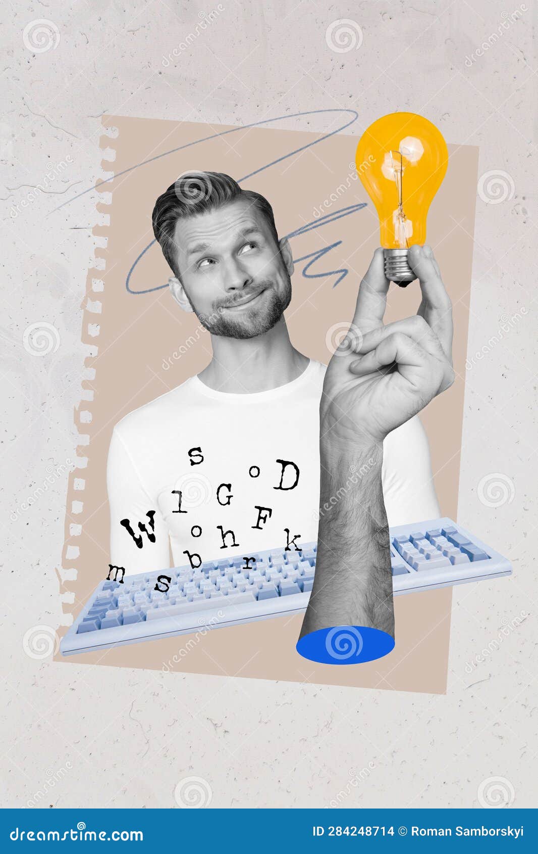 Vertical Creative Composite Photo Collage of Smart Handsome Young Guy ...