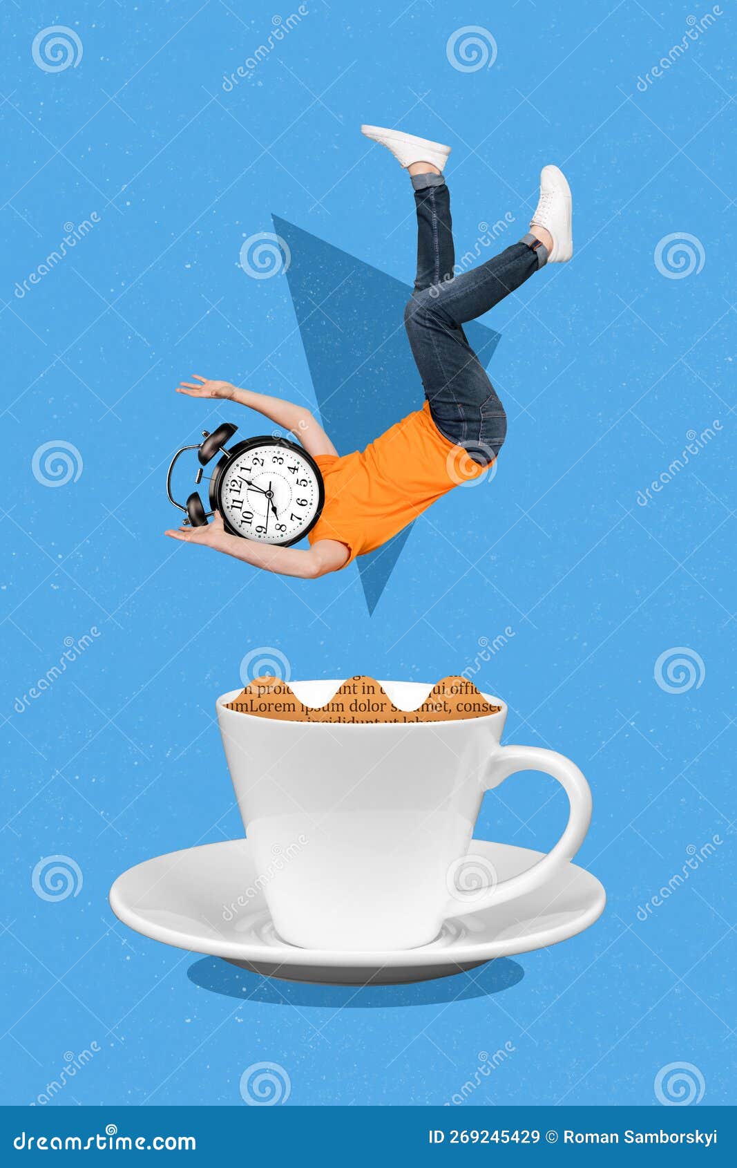 Vertical Creative Composite Photo Design of Weird Headless Guy Clock ...