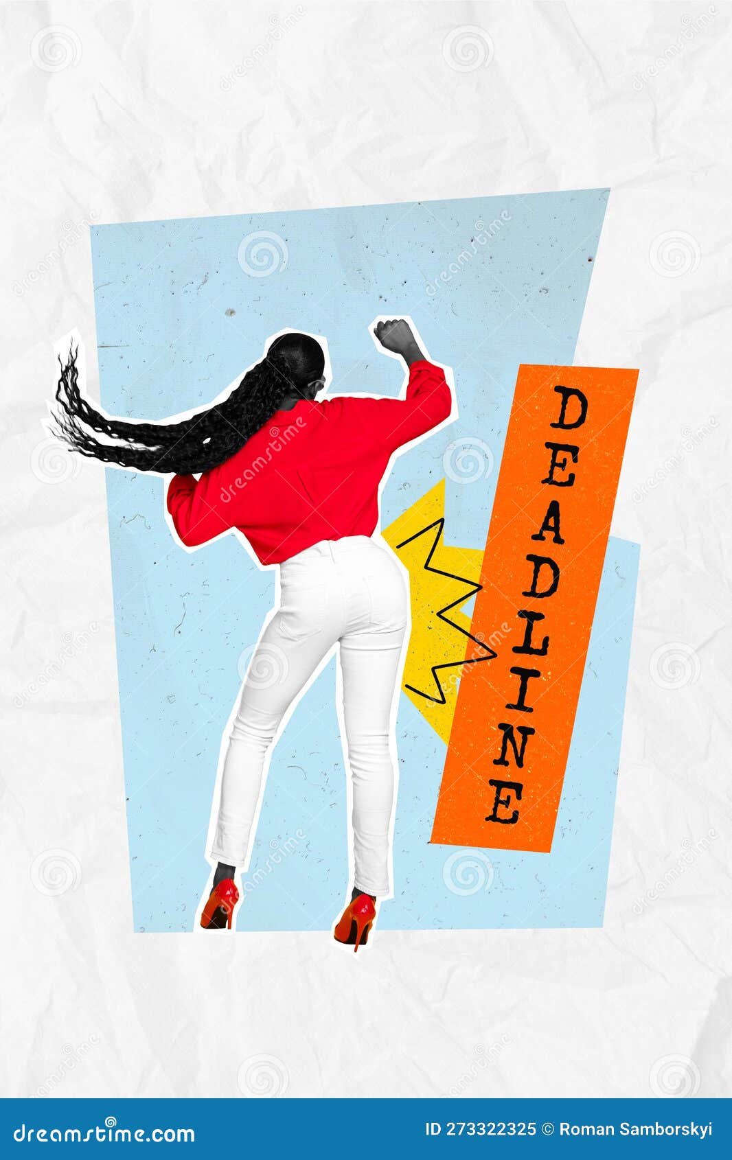 Vertical Creative Photo Collage Of Happy Carefree Positive Woman