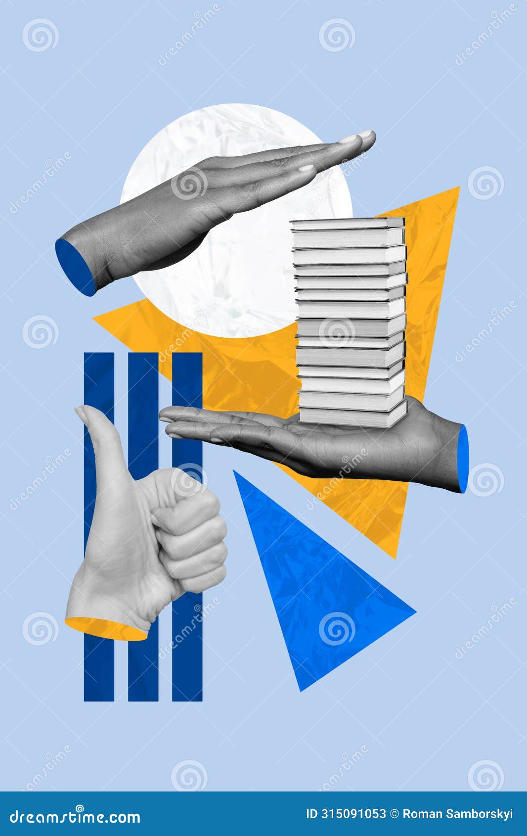 Vertical Creative Picture Collage Human Hands Showing Thumb Up 3d Arms ...