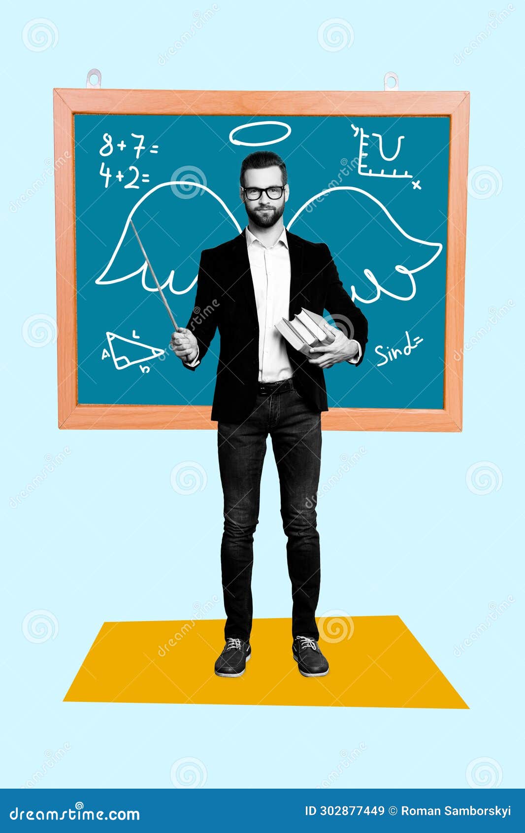 Vertical Creative Poster Collage Smart Teacher Young Guy Standing ...