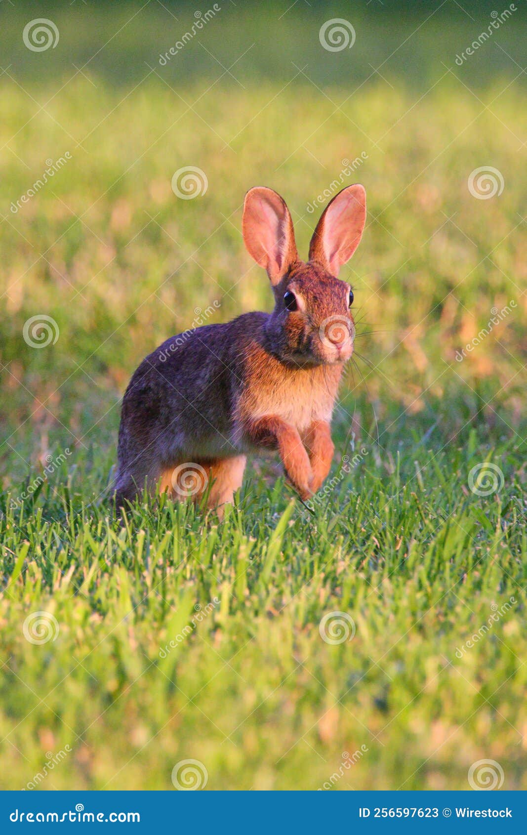 Vertical of a Cute Rabbit Jumping on the Grass. Stock Image - Image of ...