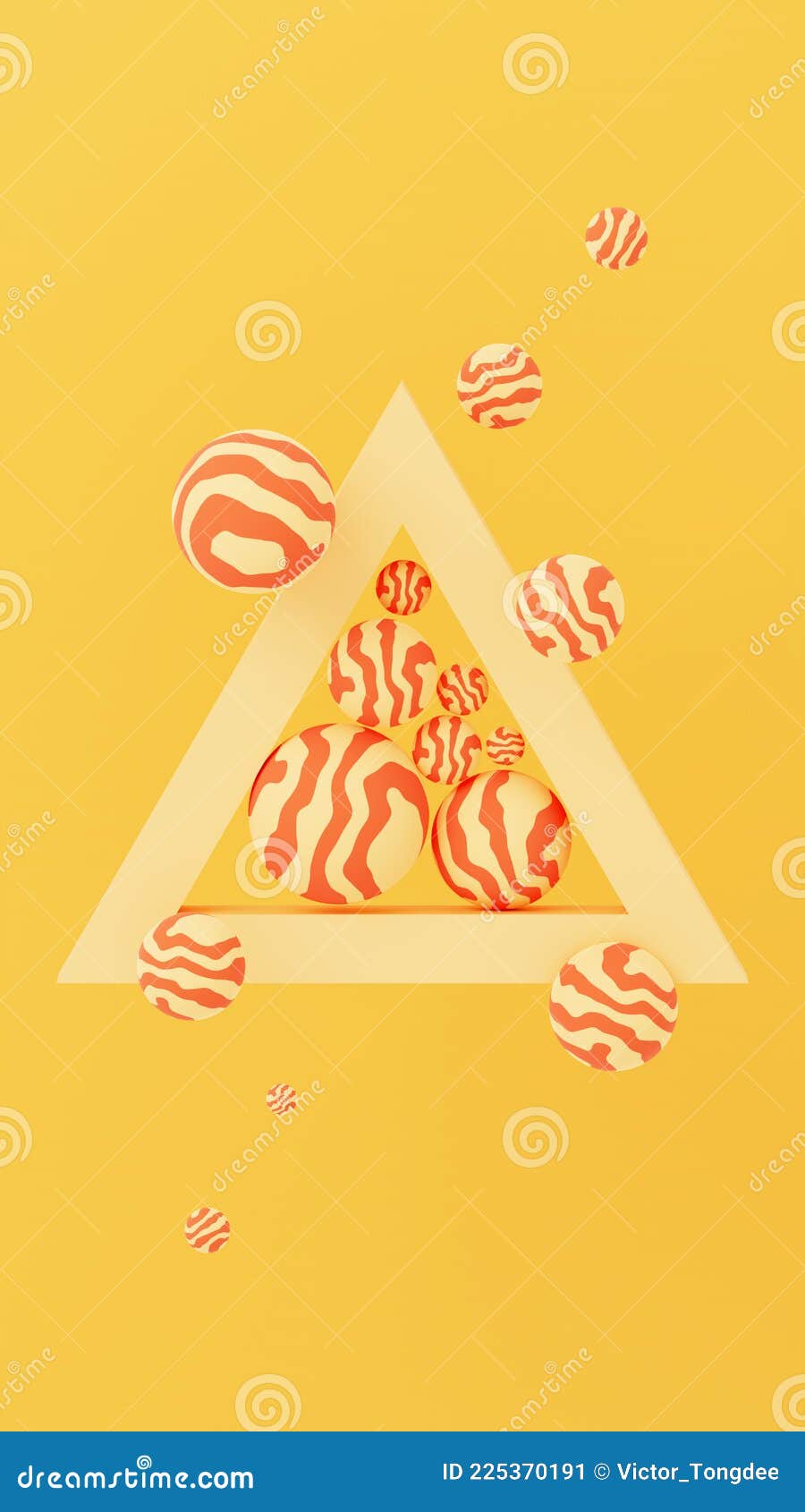 Vertical 3D Illustration of a Triangle and Floating Spheres Stock ...