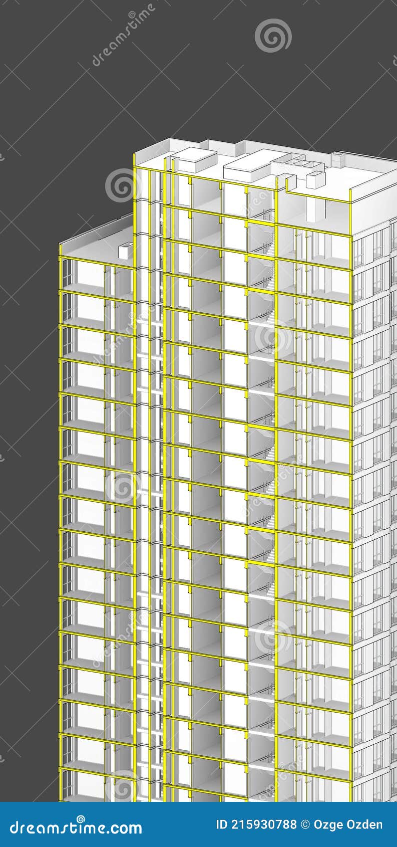 Partial 3d Cross Section Perspective of a High Rise Residential ...