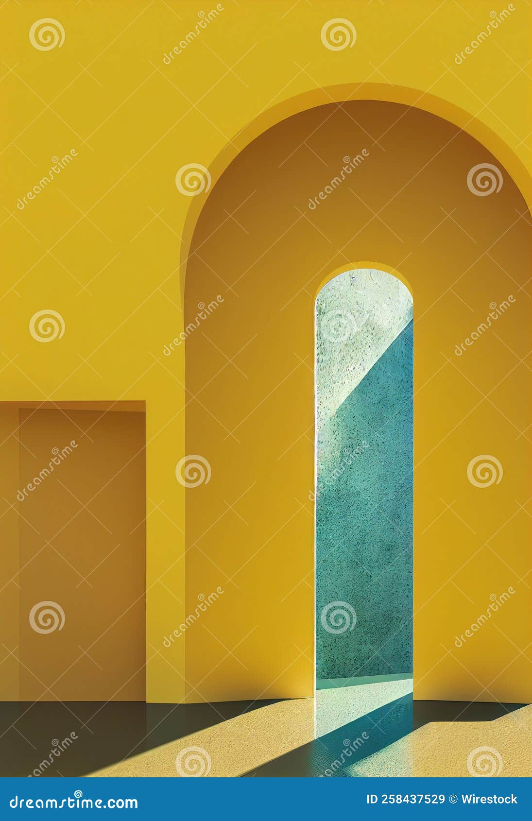 Vertical 3D Rendered Illustration of Interior Architecture of a Yellow ...