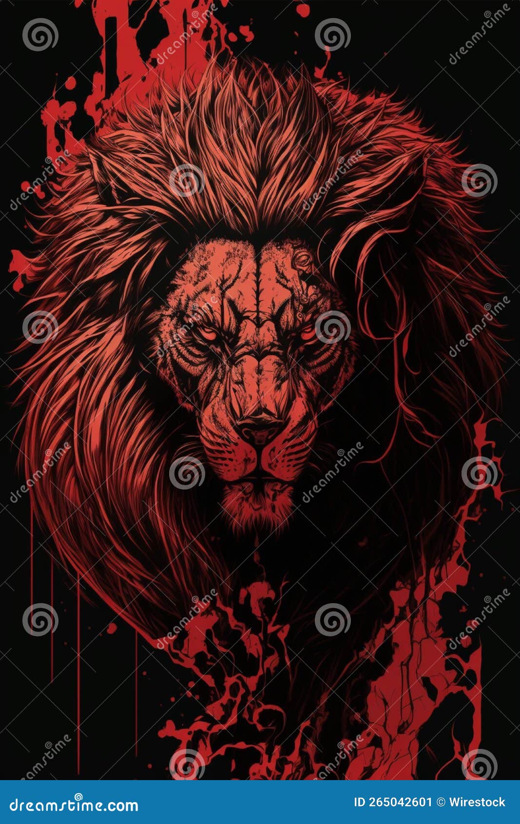 Vertical 3d Rendered Illustration of a Serious Sigma Lion with Scars on ...