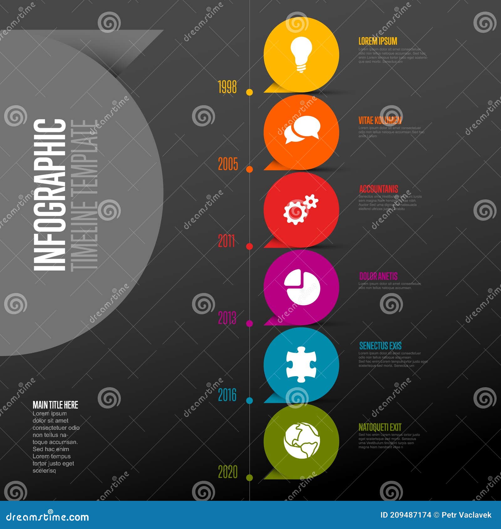 Vertical Dark Infographic Timeline Template with Pointers Stock Vector ... Vertical Dark Infographic Timeline Template with Pointers Stock Vector ...