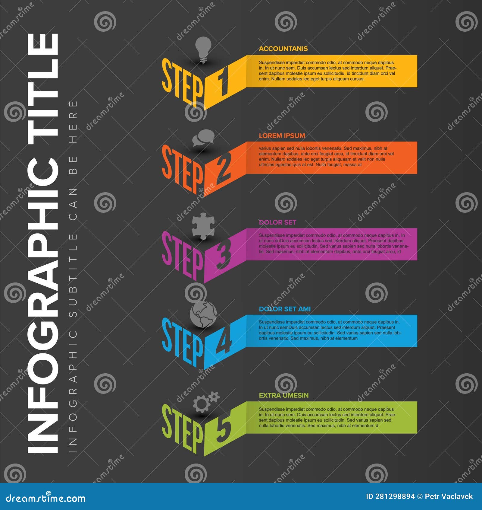 Infogrpahic Steps Dark Diagram Template Vector Illustration ... Infogrpahic Steps Dark Diagram Template Vector Illustration ...