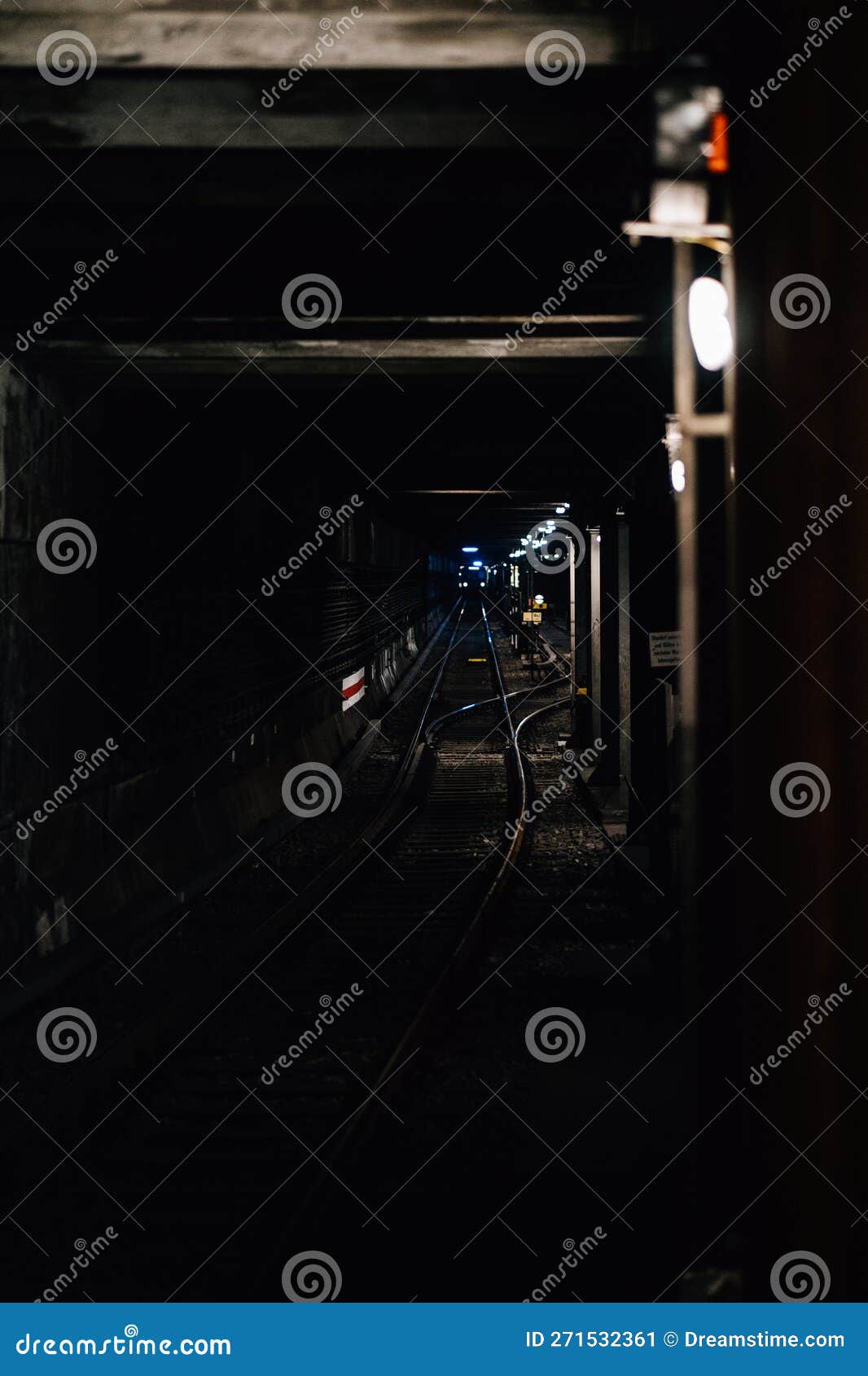 Vertical of a Dark Underground Railroad. Stock Image - Image of rail ...