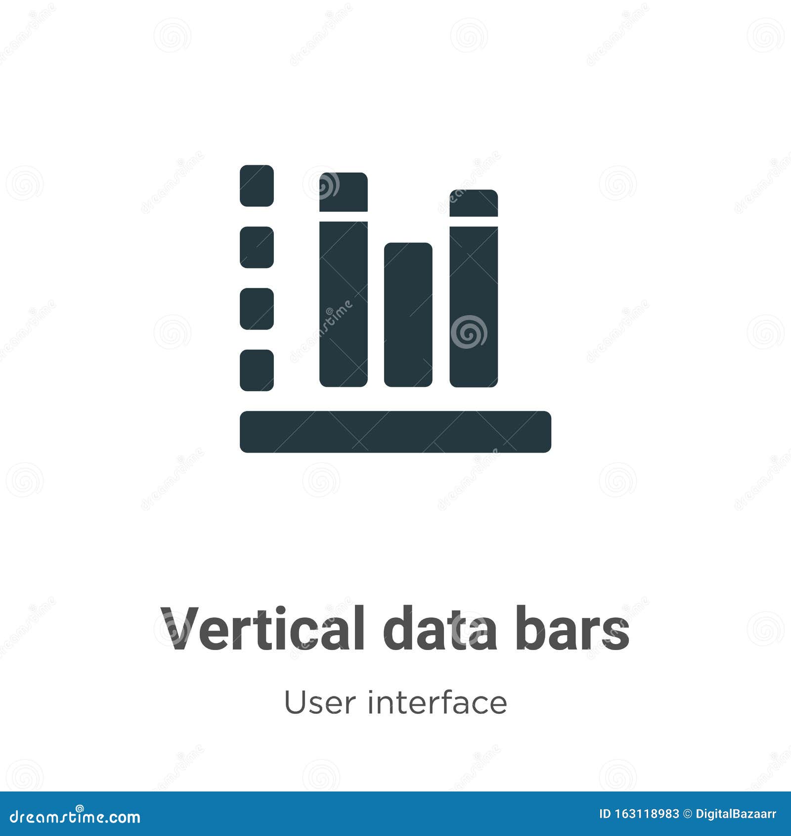 Vertical Data Bars Vector Icon On White Background. Flat Vector ...