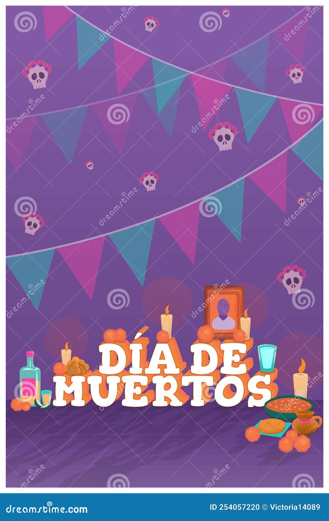 Vertical Day of the Dead Background Stock Vector - Illustration of ...