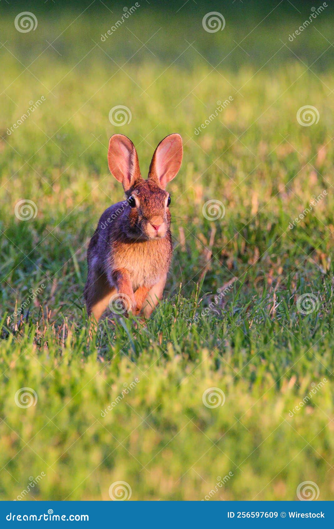 Vertical De Un Conejo Lindo Saltando Sobre La Hierba. Imagen de archivo ...