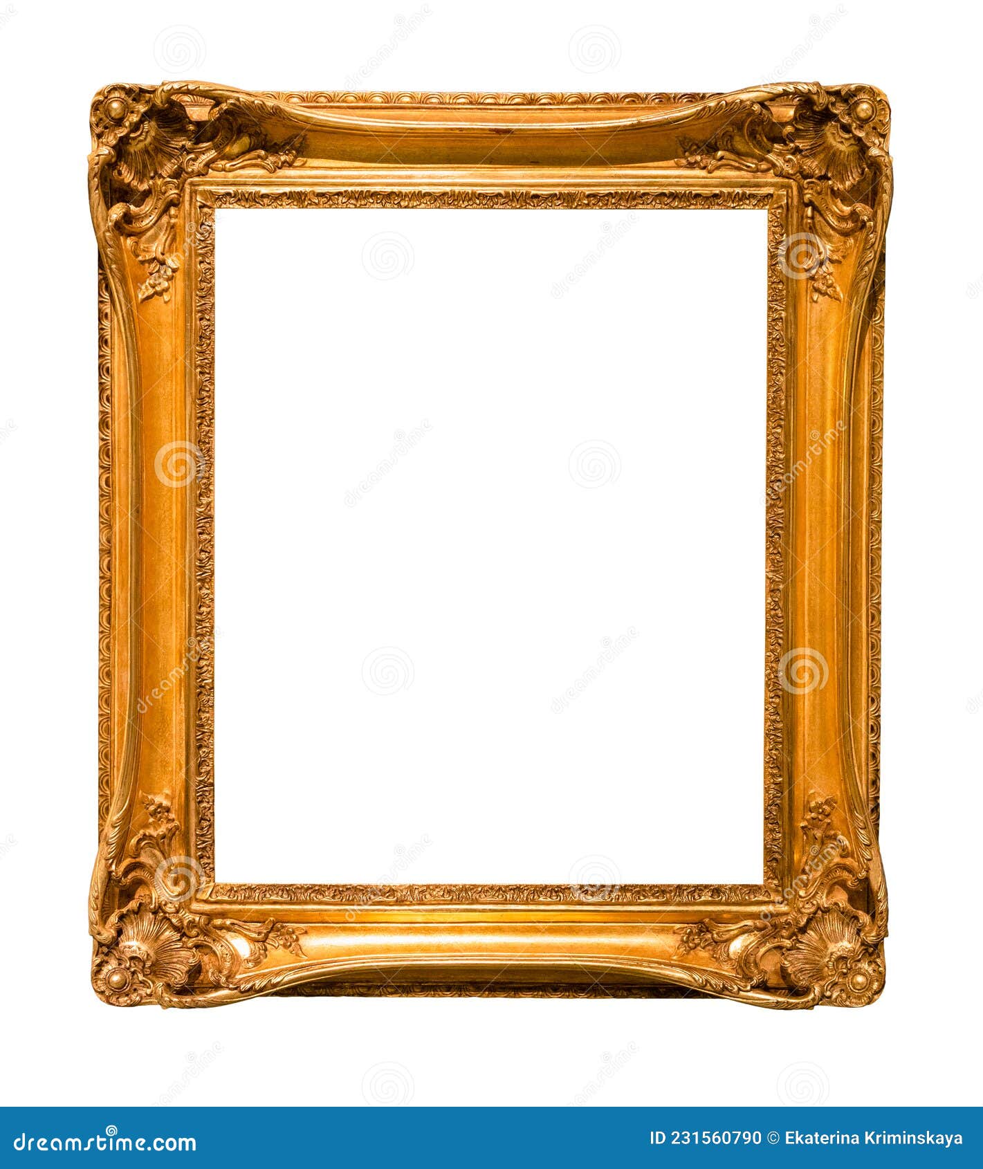 Vertical Decorated Baroque Picture Frame Cutout Stock Photo - Image of ...