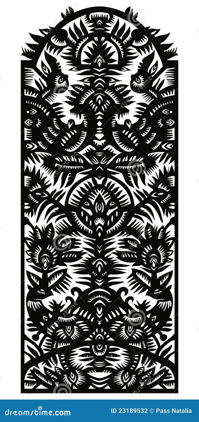 Vertical Decorative Pattern with Birds and Flowers Stock Vector ...