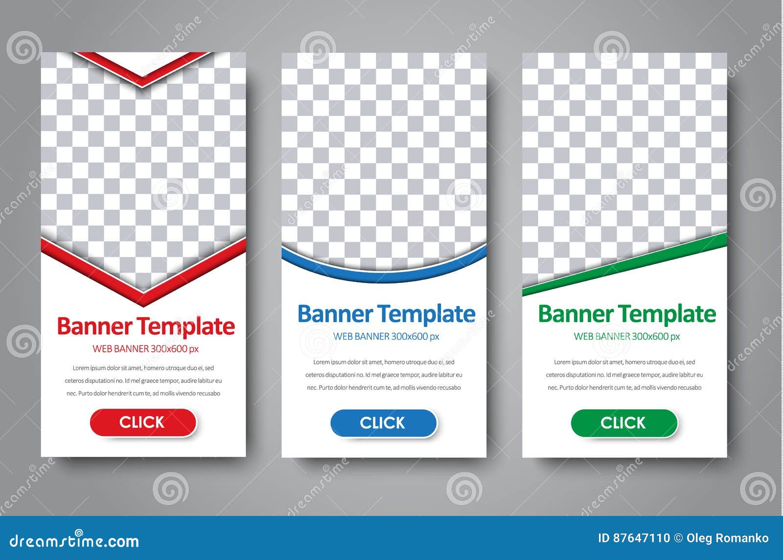 Vertical Design Standard Size Web Banner with Diagonal, Round Elements ...