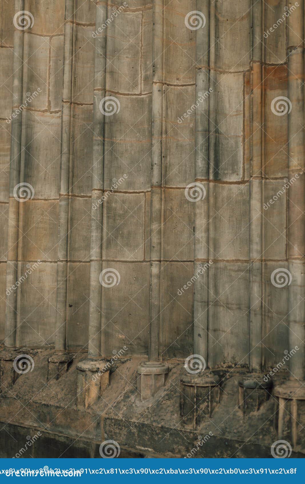 Vertical Design and Texture of an Old Building with Columns Stock Photo ...