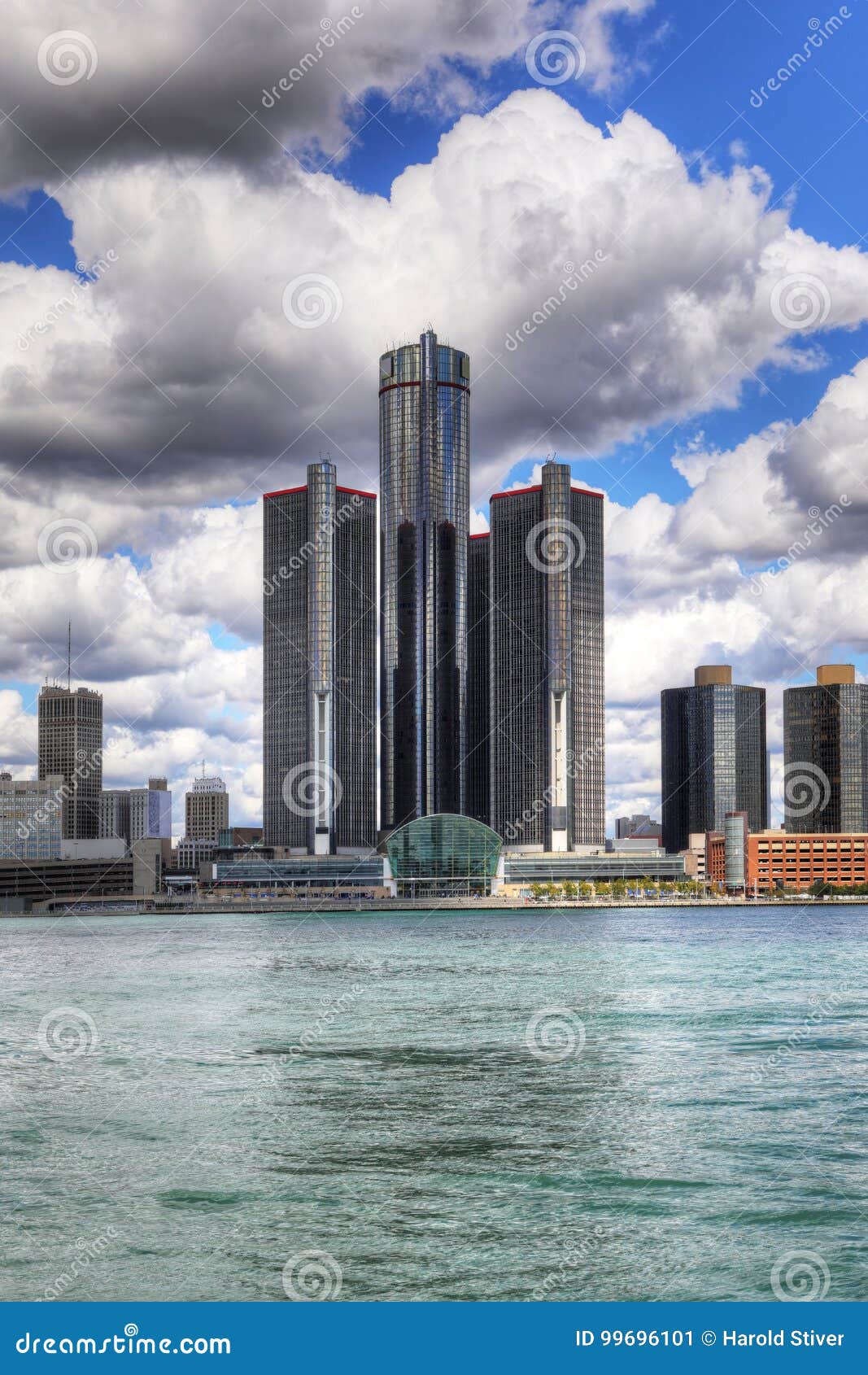 Vertical of the Detroit Skyline Stock Image - Image of marine, panorama ...