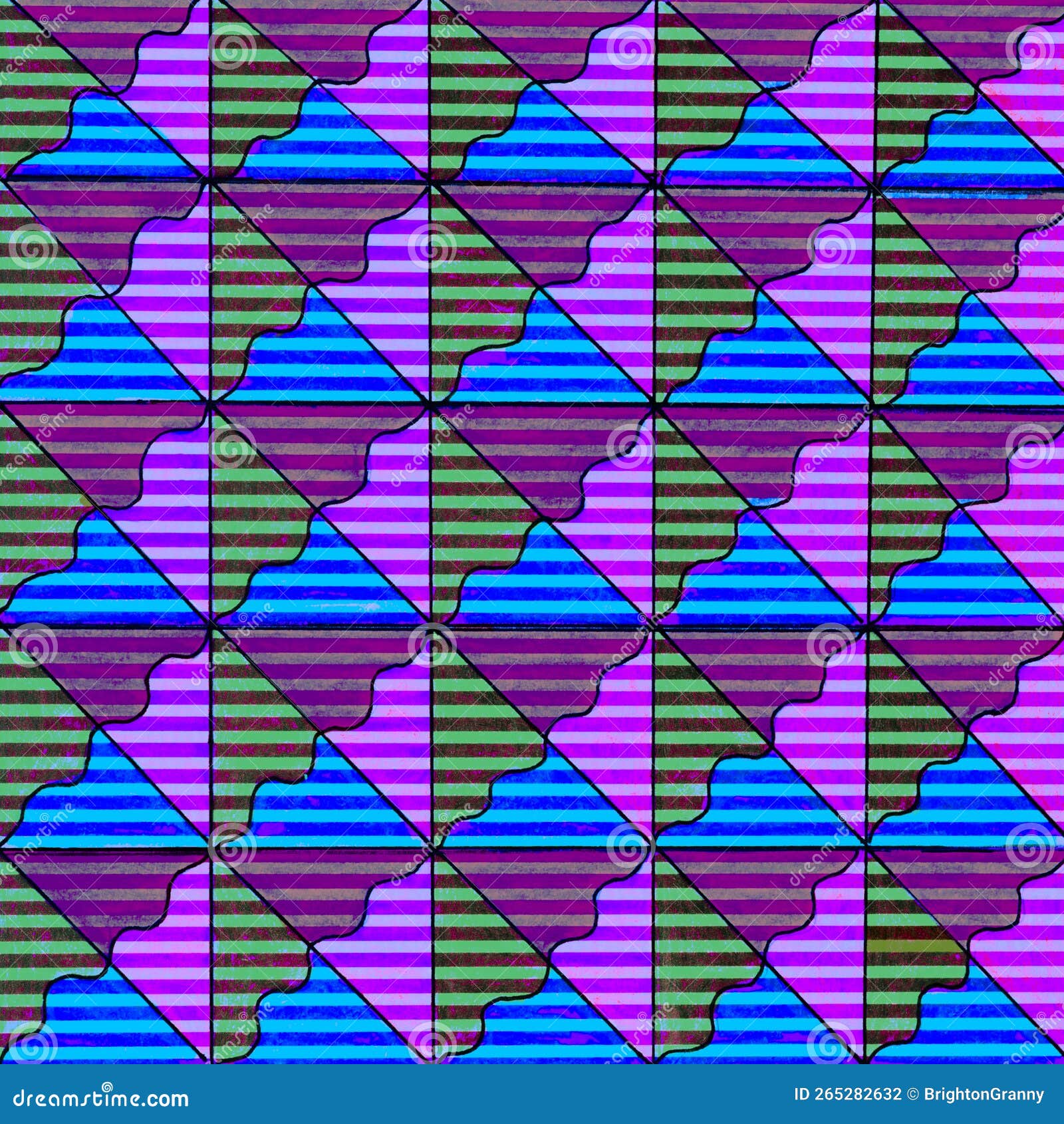 Vertical, Diagonal, and Squares with Wavy Lines. Stock Illustration ...