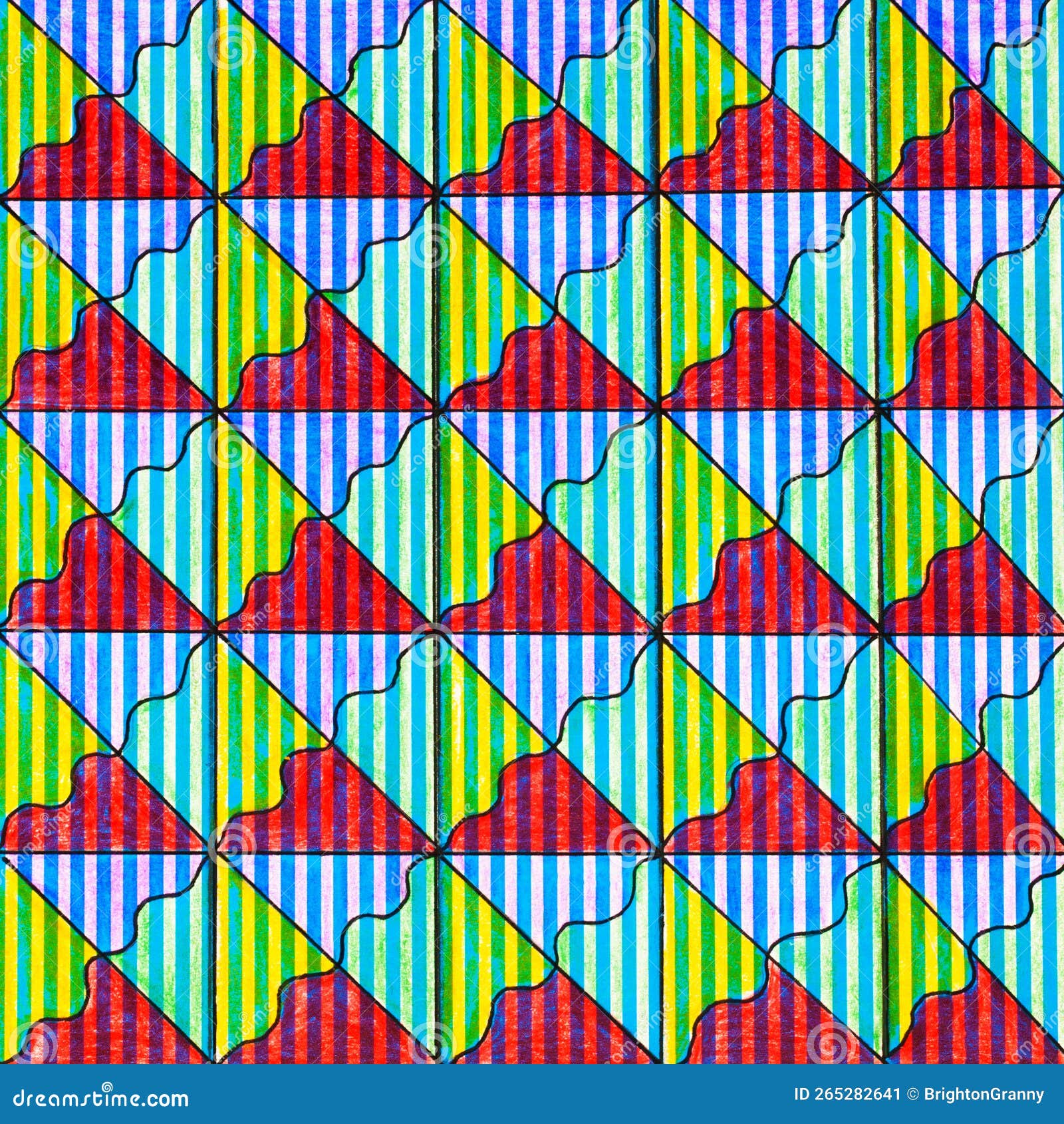 Vertical, Diagonal, and Squares with Wavy Lines. Stock Illustration ...