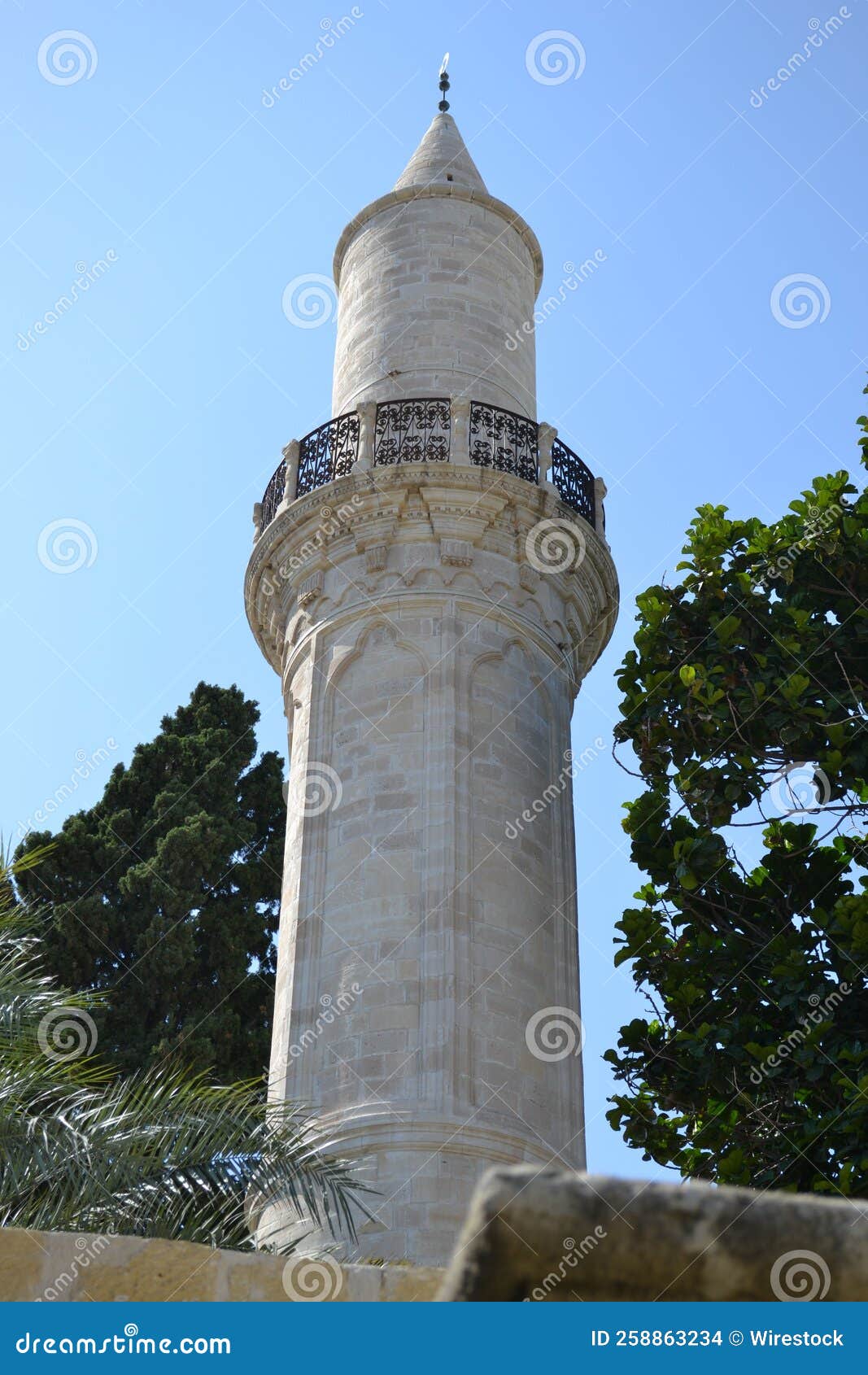 Vertical of Djami Kebir Mosque in Larnaca, Cyprus. Stock Photo - Image ...