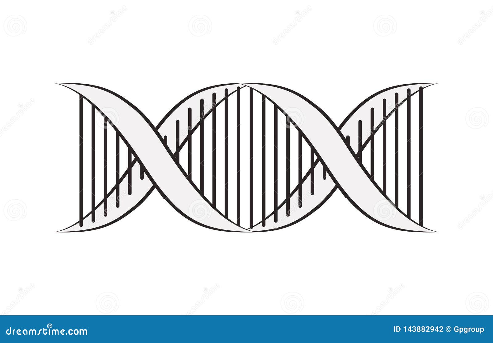 Vertical Dna Chain Science Monochrome Stock Vector - Illustration of ...
