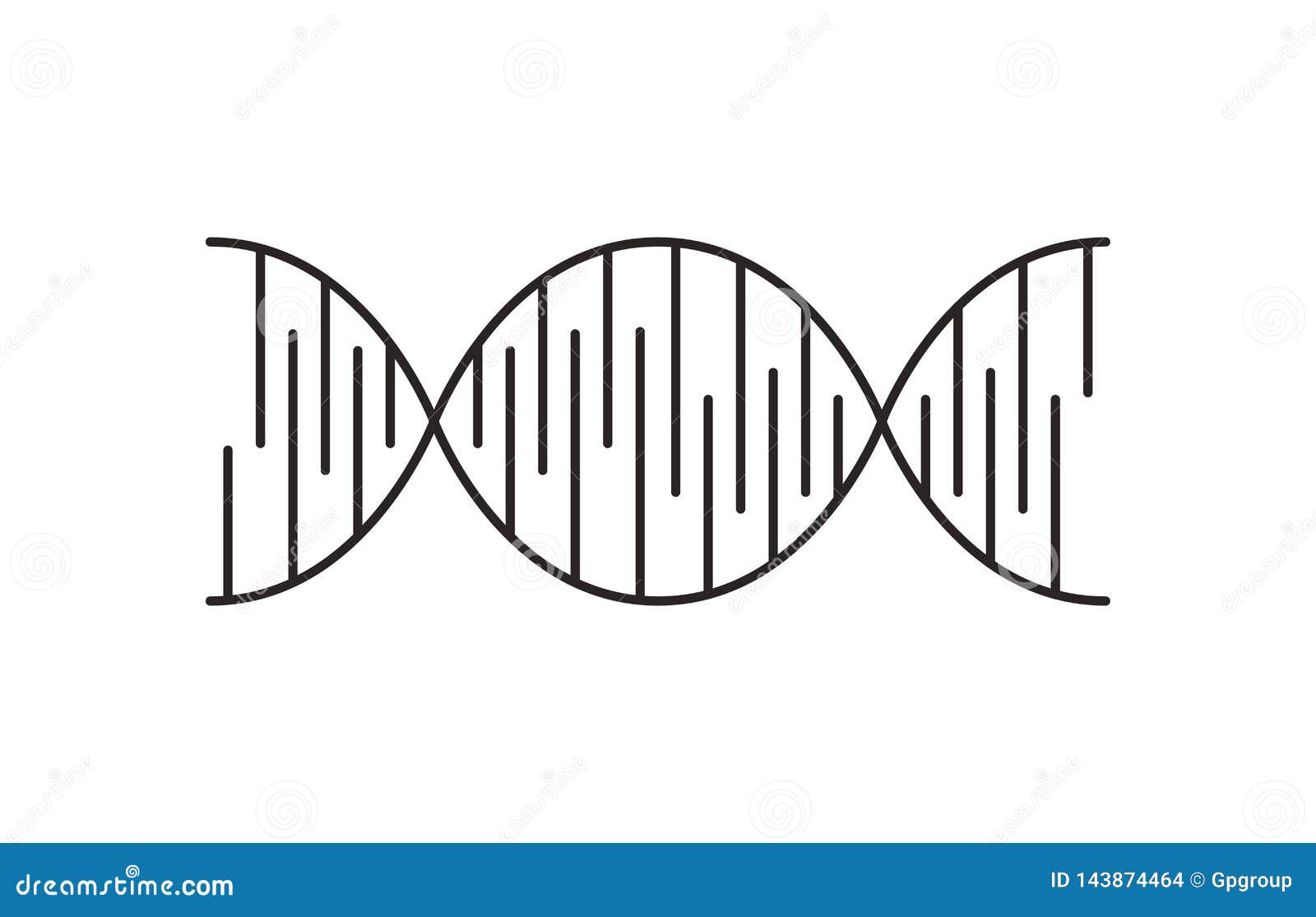 Vertical Dna Chain Science Monochrome Stock Vector - Illustration of ...