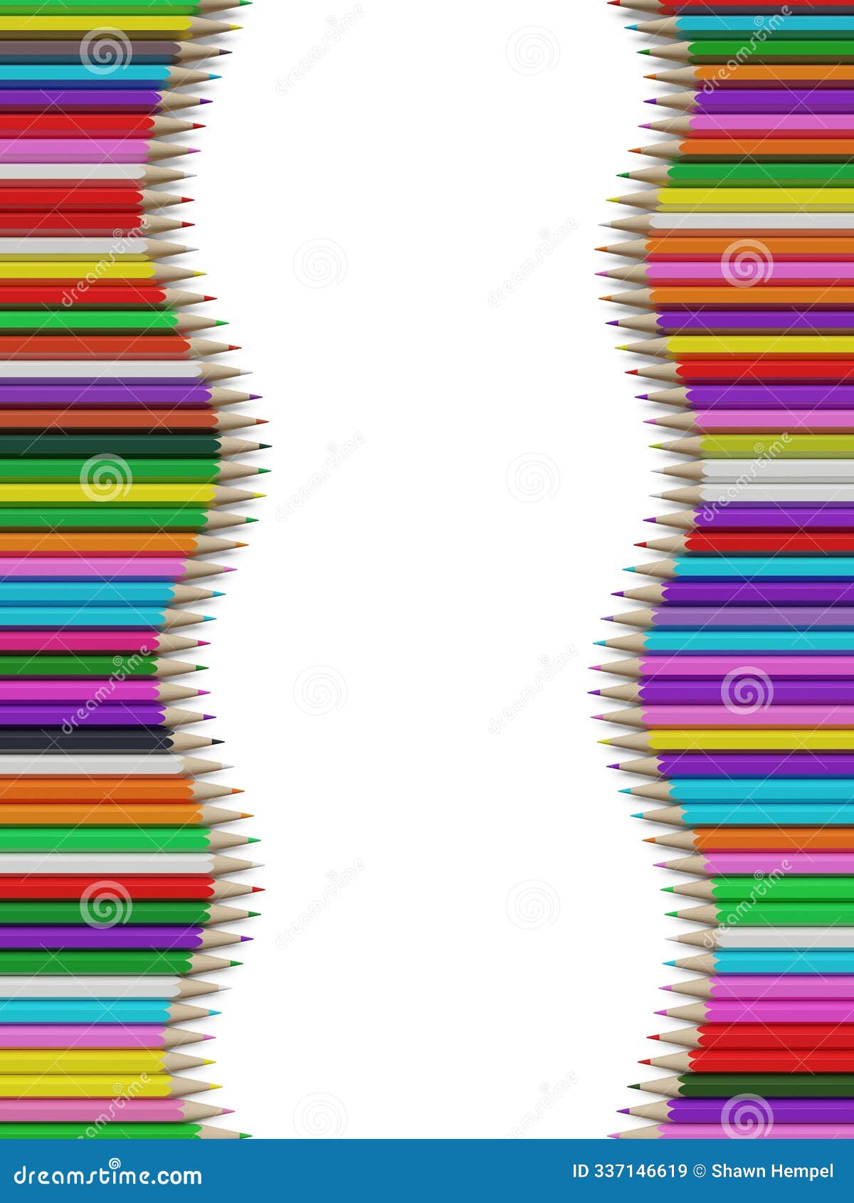 Vertical Double Wave Shaped Rows of Randomly Colored Wood Pencils on ...