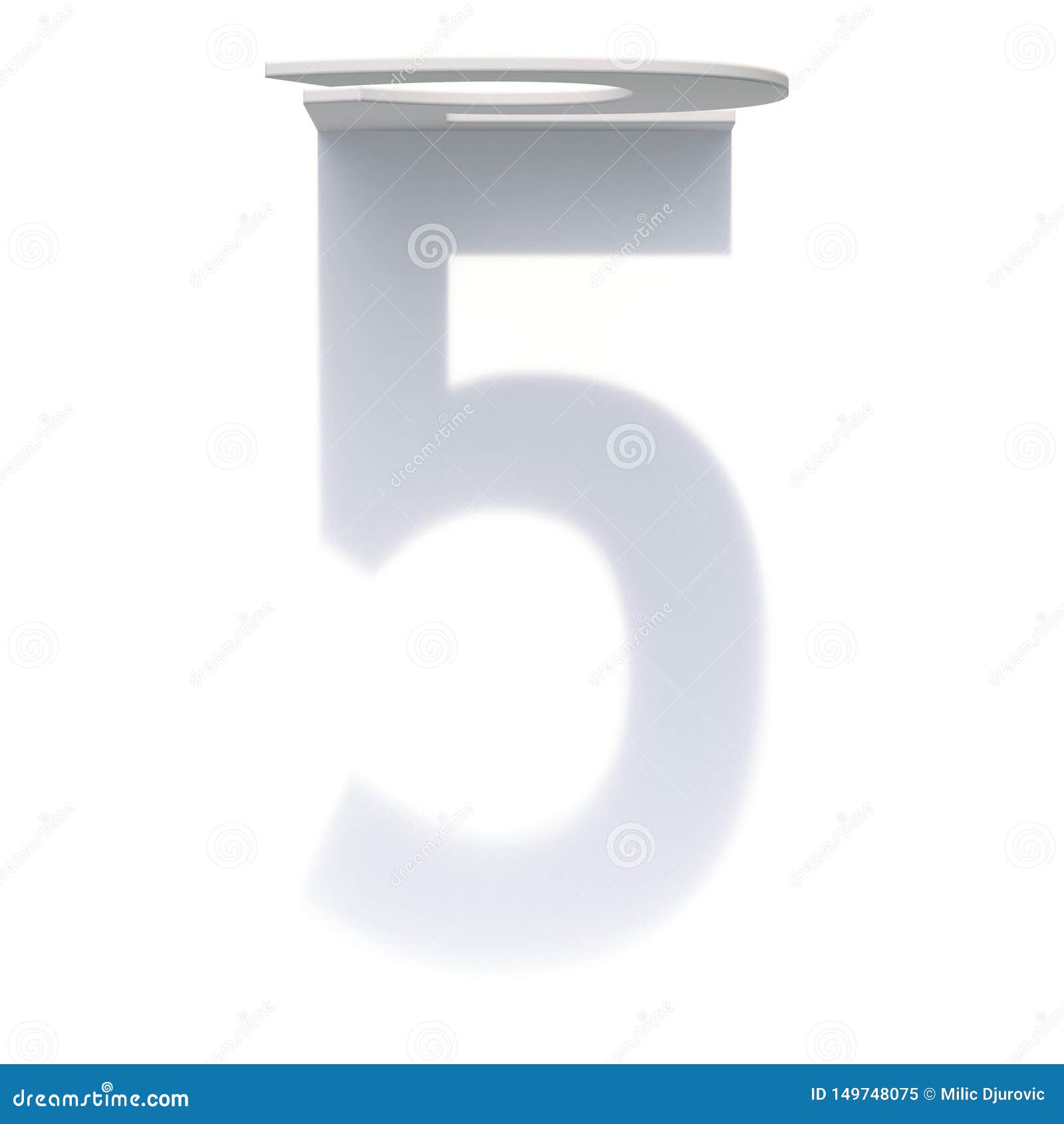 Vertical Drop Shadow Number 5 FIVE 3D Stock Illustration - Illustration ...