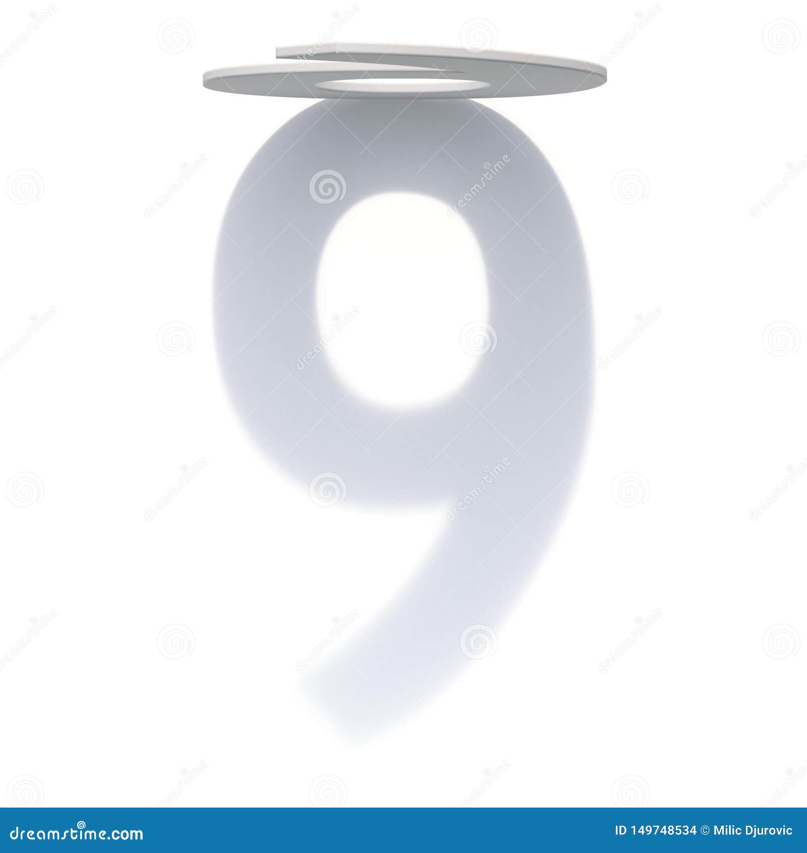 Vertical Drop Shadow Number 9 NINE 3D Stock Illustration - Illustration ...