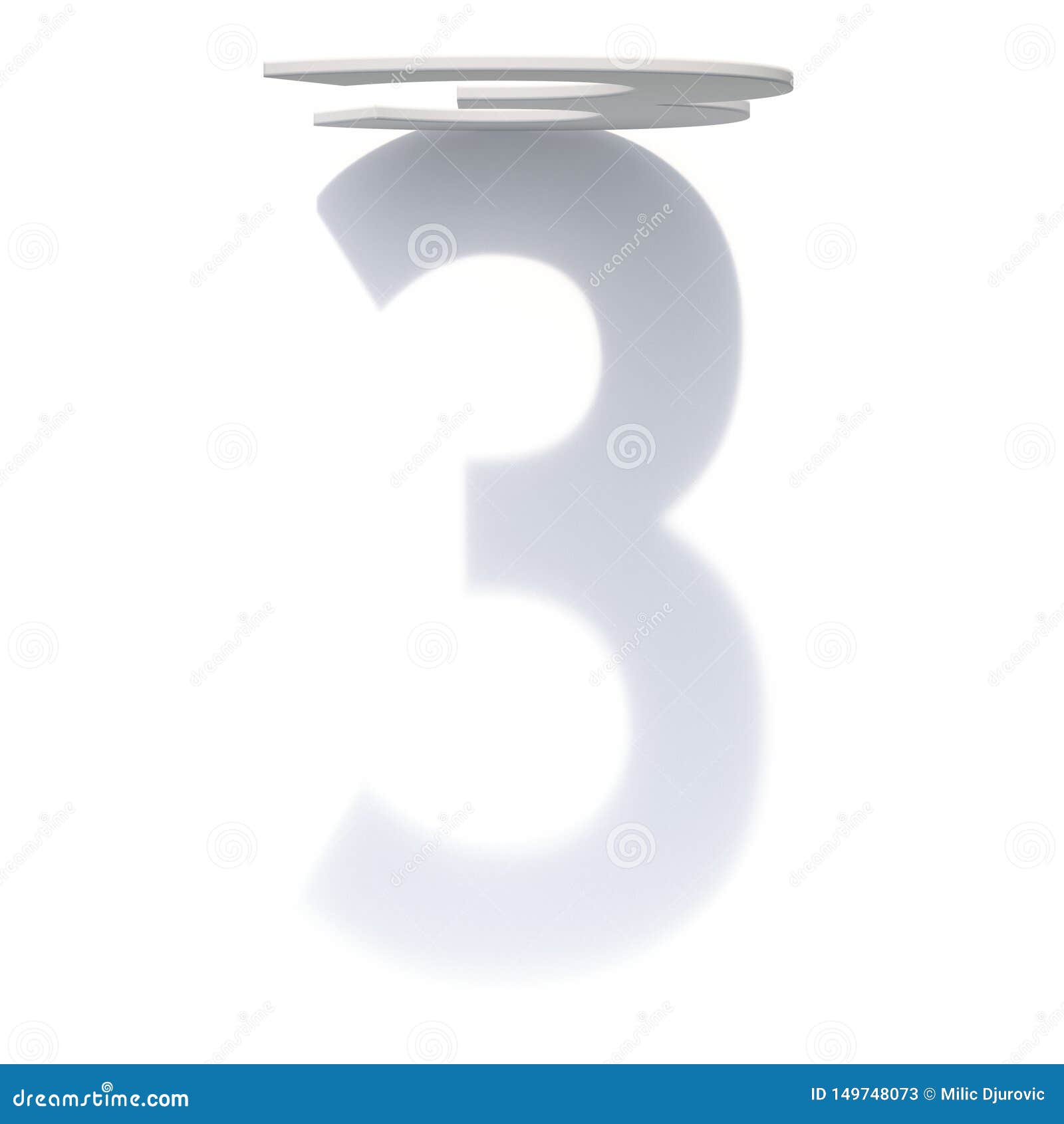 Vertical Drop Shadow Number 3 THREE 3D Stock Illustration ...