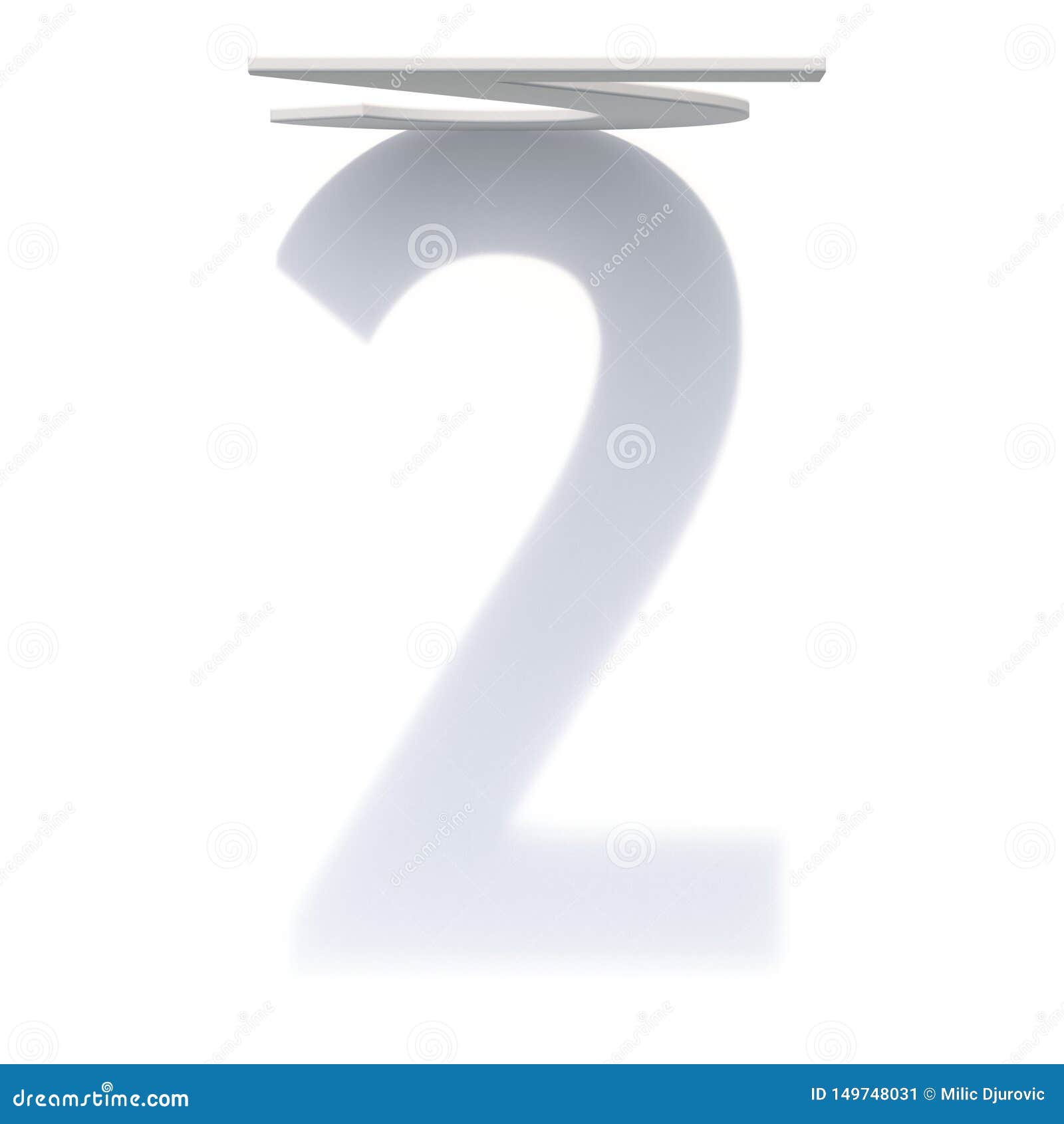 Vertical Drop Shadow Number 2 TWO 3D Stock Illustration - Illustration ...
