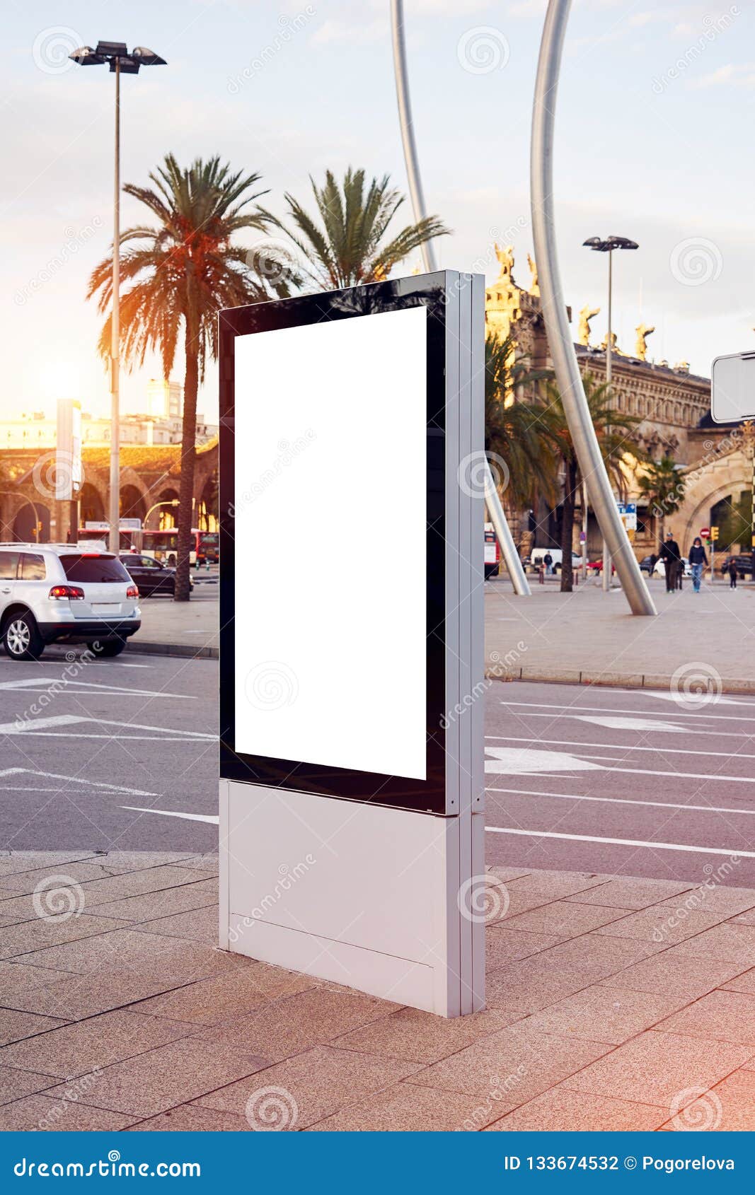 Vertical Empty Billboard Placeholder Template on the City Bus Stop ...