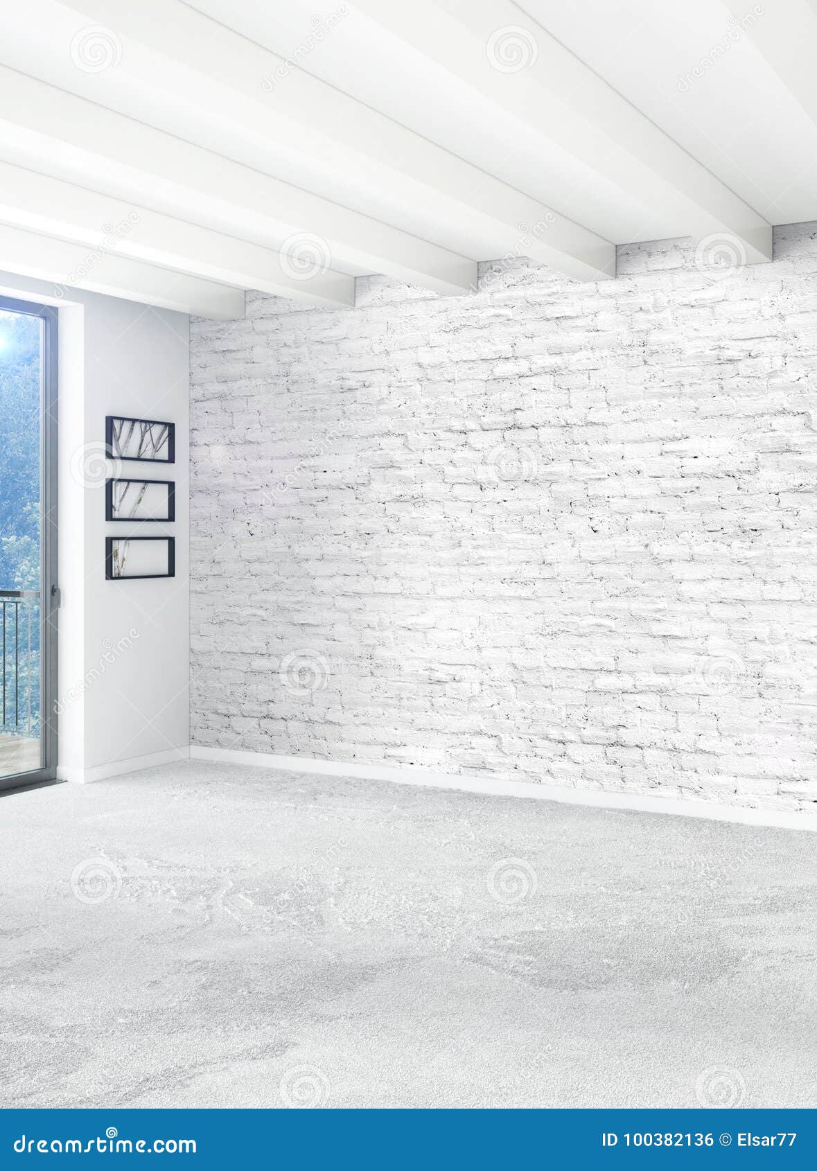 Vertical Empty Room in Minimalism Style Interior Design with Stylish ...