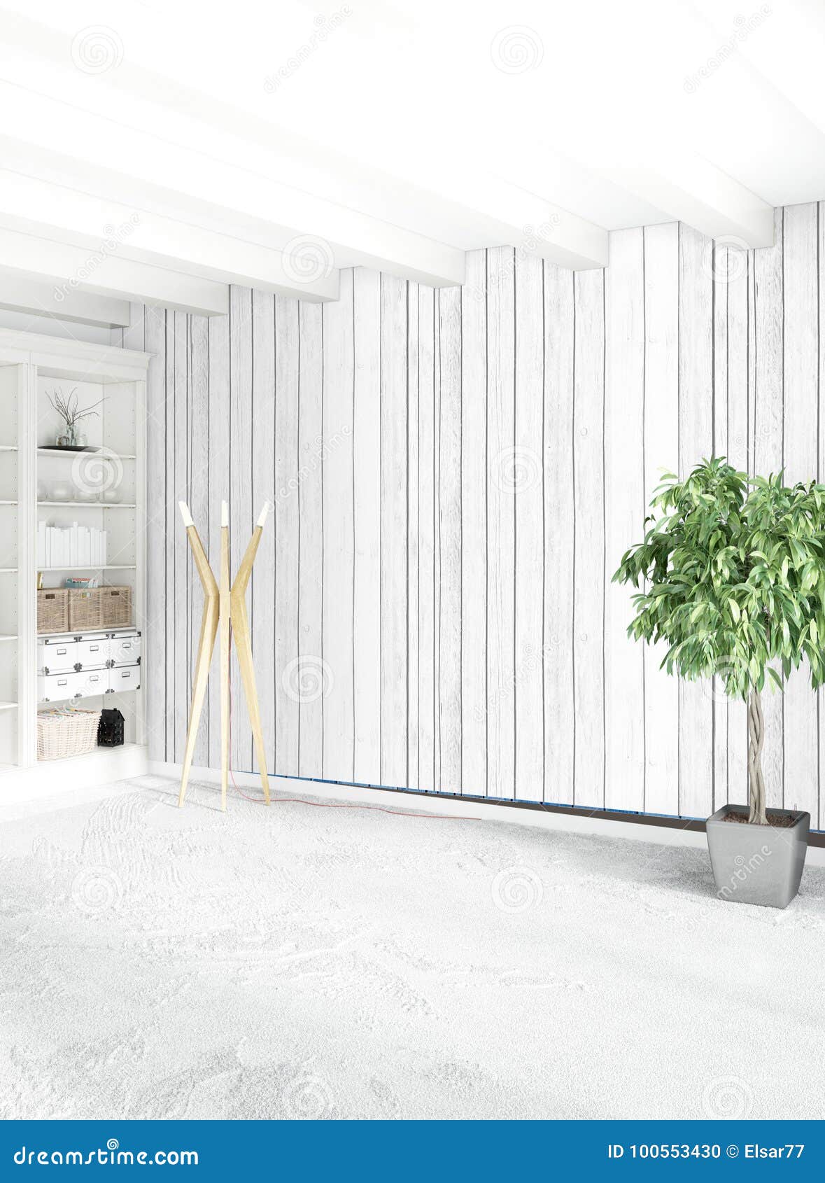 Vertical Empty Room in Minimalism Style Interior Design with Stylish ...