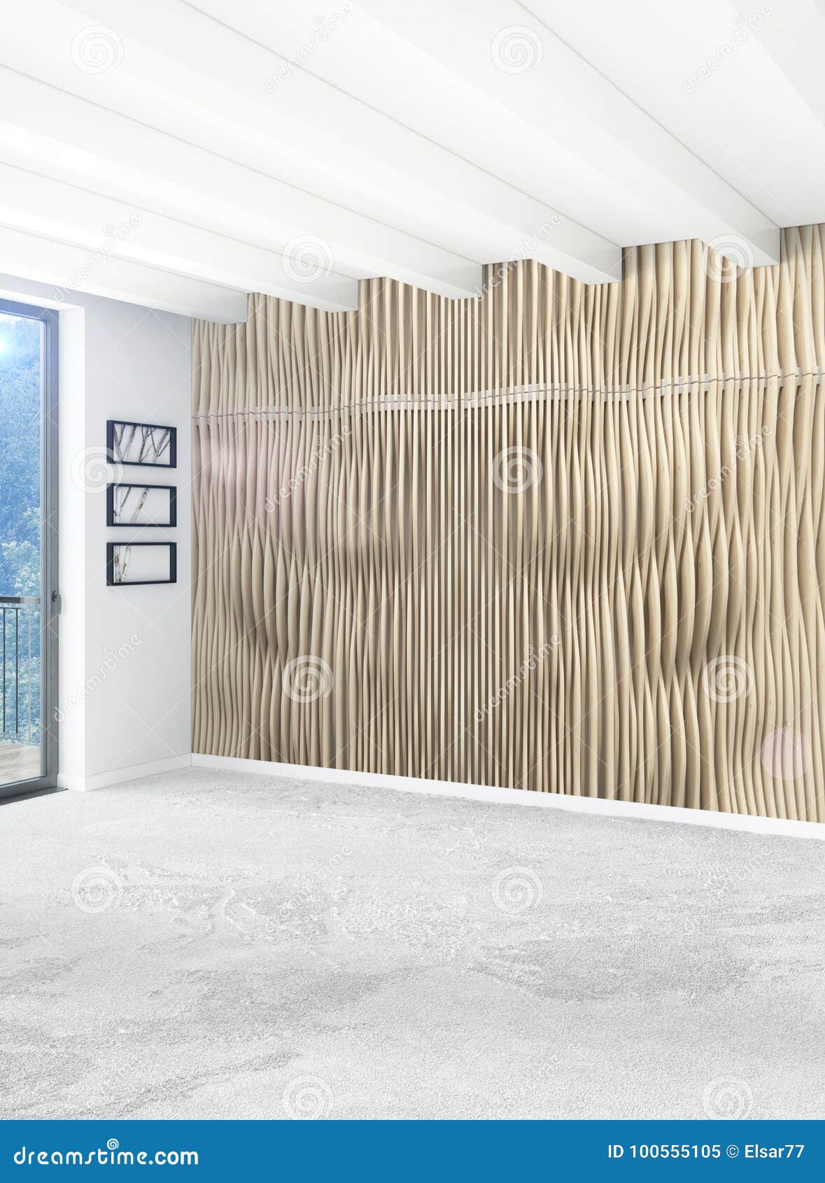 Vertical Empty Room in Minimalism Style Interior Design with Stylish ...