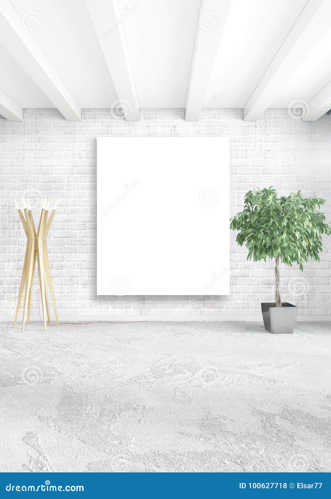 Vertical Empty Room in Minimalism Style Interior Design with Stylish ...